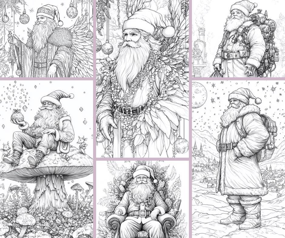 Christmas Santa Coloring Page,digital Download,xmas Coloring Page ...