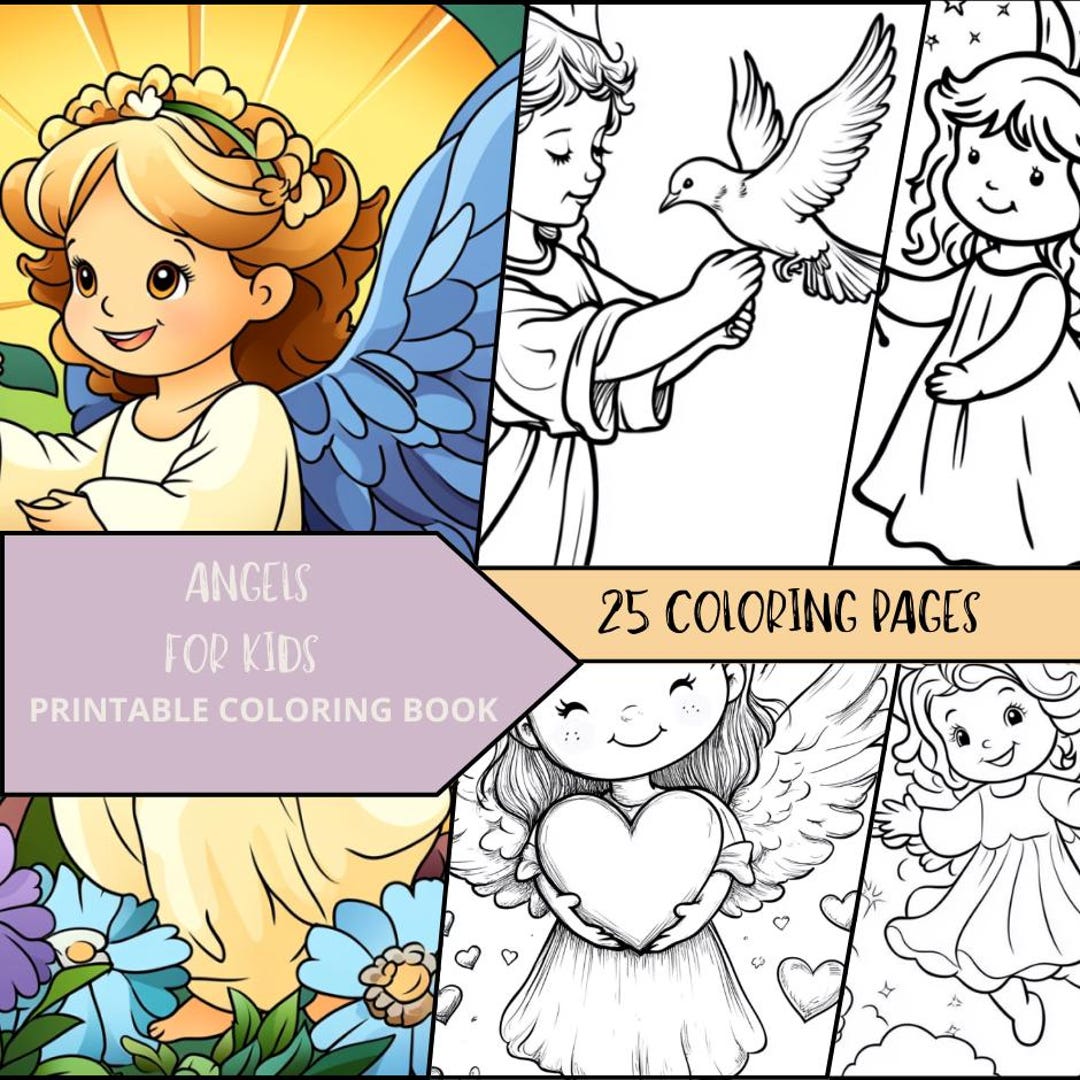 Angels Coloring Page, Cute Printable Coloring Sheets, Religious ...