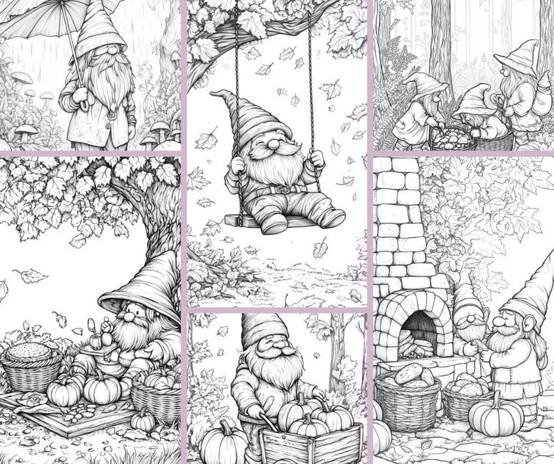Fall Coloring, Gnome Coloring, Autumn Coloring, Autumn Leaf Coloring ...