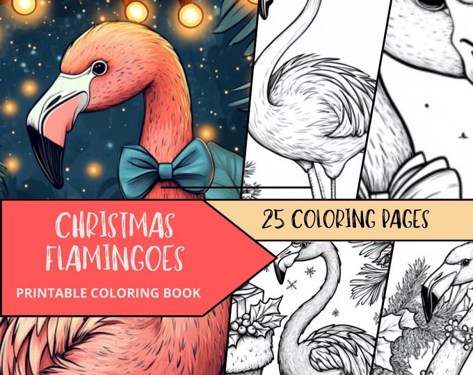 Summer Christmas Flamingo Coloring Book – Tropical Holiday Pages | 25 ...