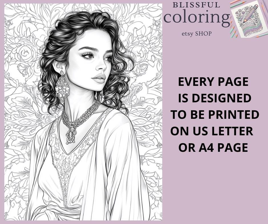 Beautiful Woman Coloring Pages, Printable Coloring Pages for Adult ...