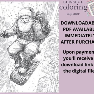 Christmas Santa Coloring Page,digital Download,xmas Coloring Page ...