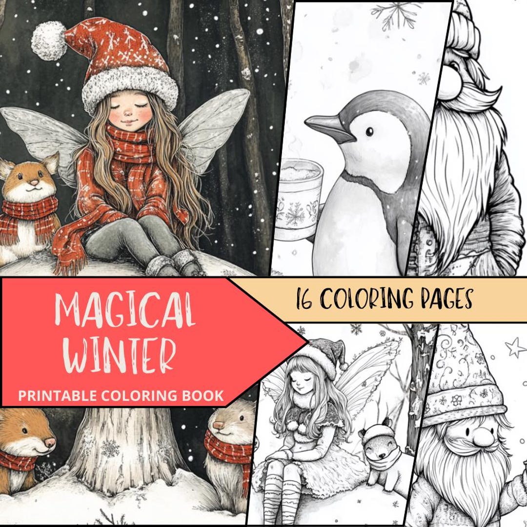 Christmas Coloring, Digital Download, Xmas Coloring Page, Winter ...