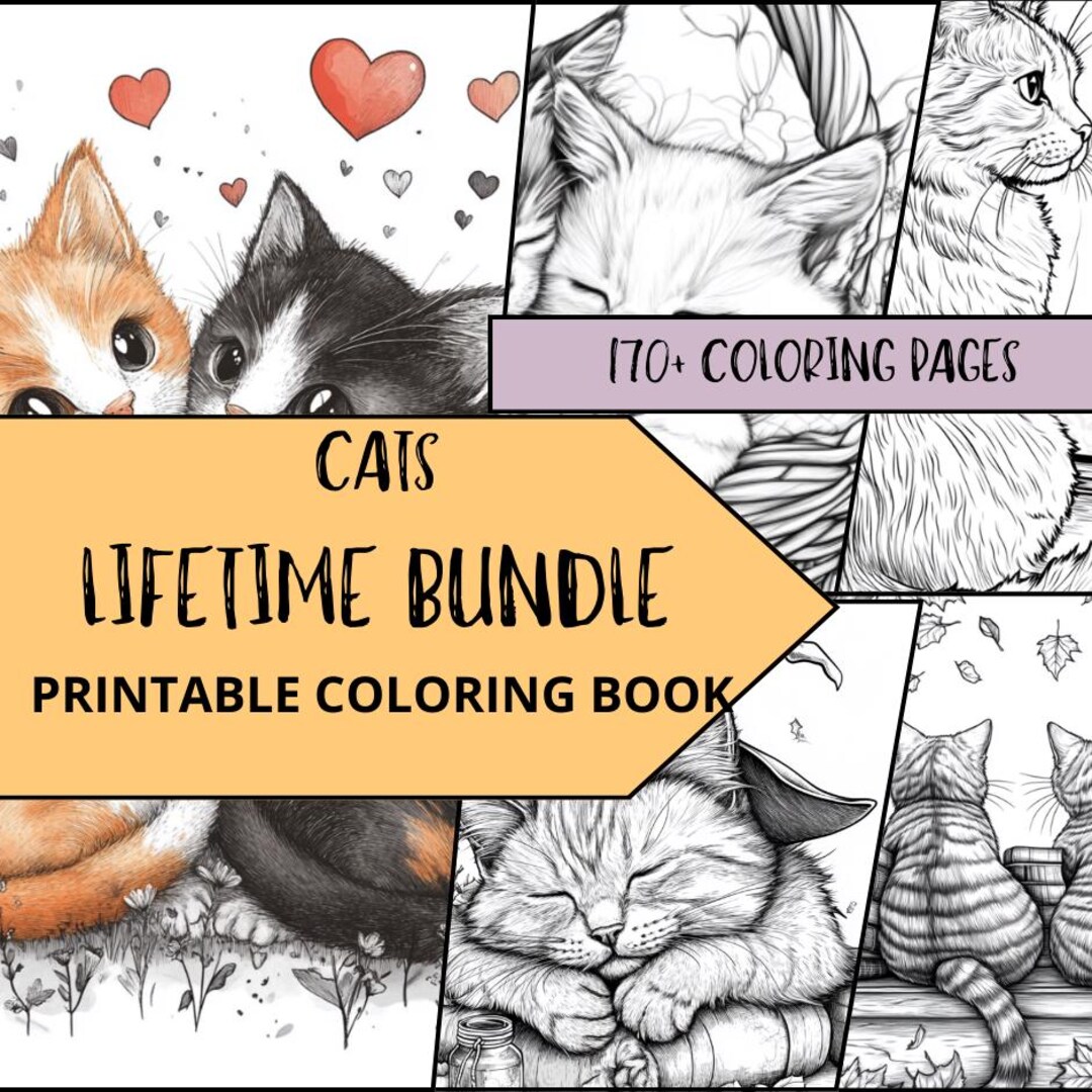 Cat Coloring Page, Printable Digital Download, Adult Cat Coloring Pages ...