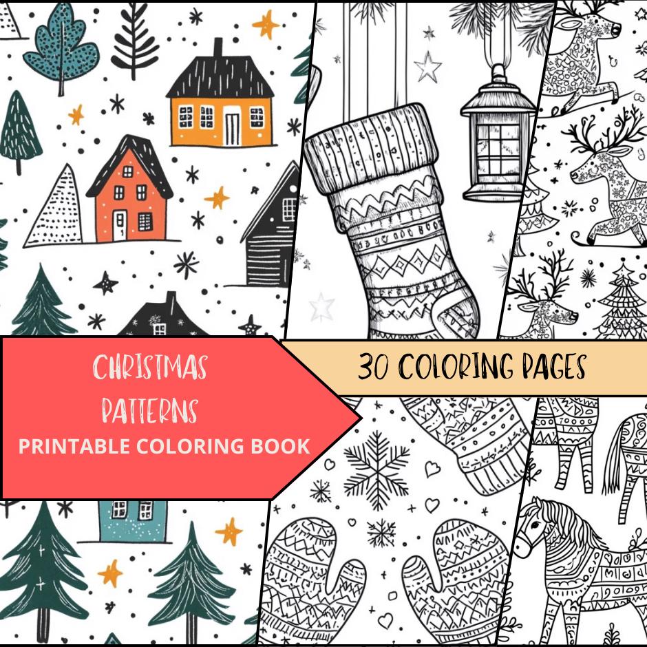Christmas Coloring, Pattern Coloring Pages, Digital Download, Xmas ...