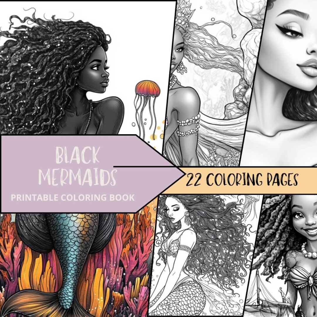 Mermaid Coloring, Adult Mermaid Coloring Books, Siren Coloring, Black ...