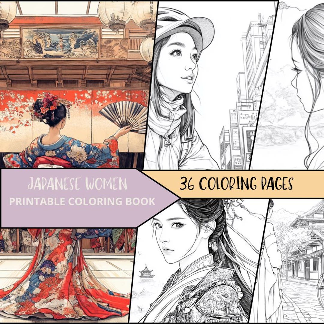 Japanese Women Coloring Pages, Printable Coloring Pages for Adult ...