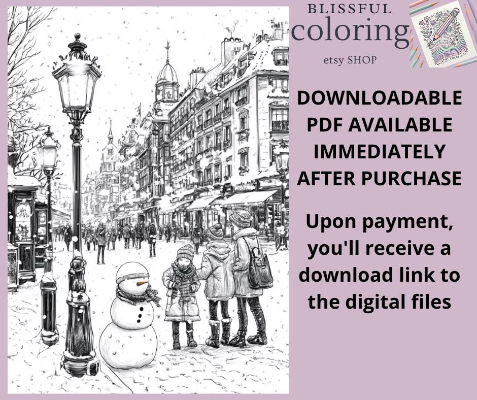 Christmas Coloring, Hygge Christmas Coloring Pages, Digital Download ...