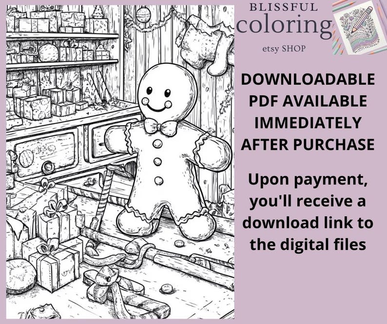 Christmas Coloring, Digital Download, Xmas Coloring Page, Winter ...
