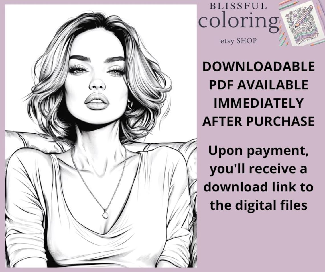 Beautiful Woman Coloring Pages, Printable Coloring Pages for Adult ...
