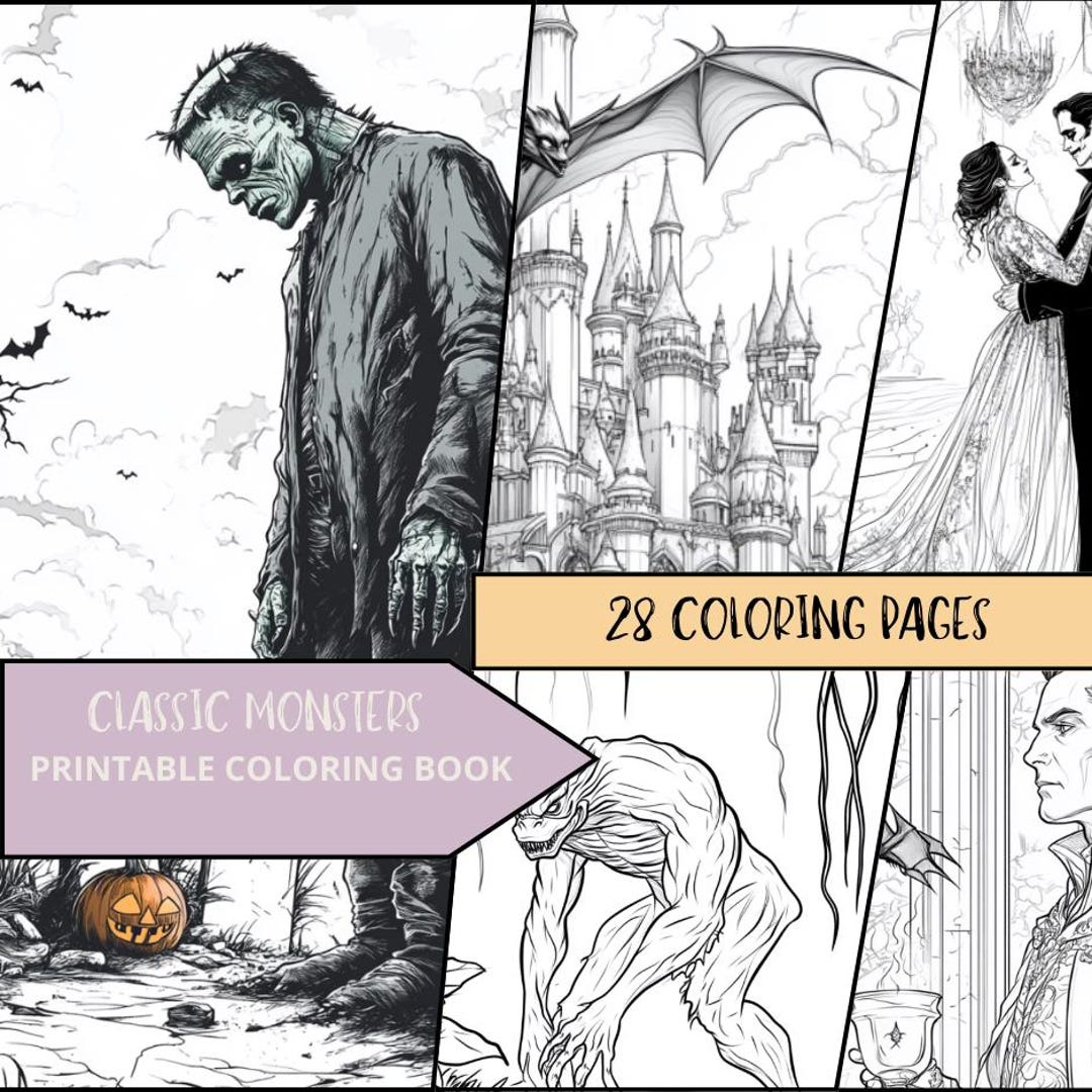 Halloween Coloring Pages, Printable Coloring Pages for Adult, Monsters ...