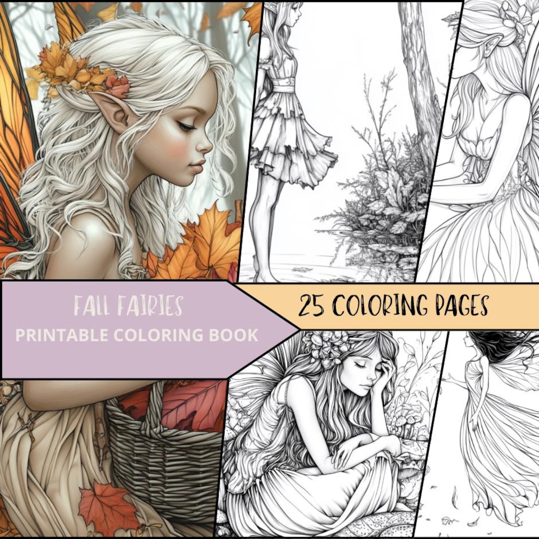 Fall Fairies Coloring Pages, Fairy Printable Coloring Sheets, Adult ...