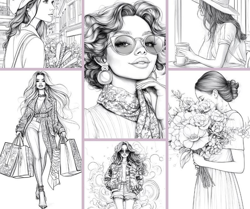 Modern Girls Coloring Pages, Printable Coloring Pages for Adult ...