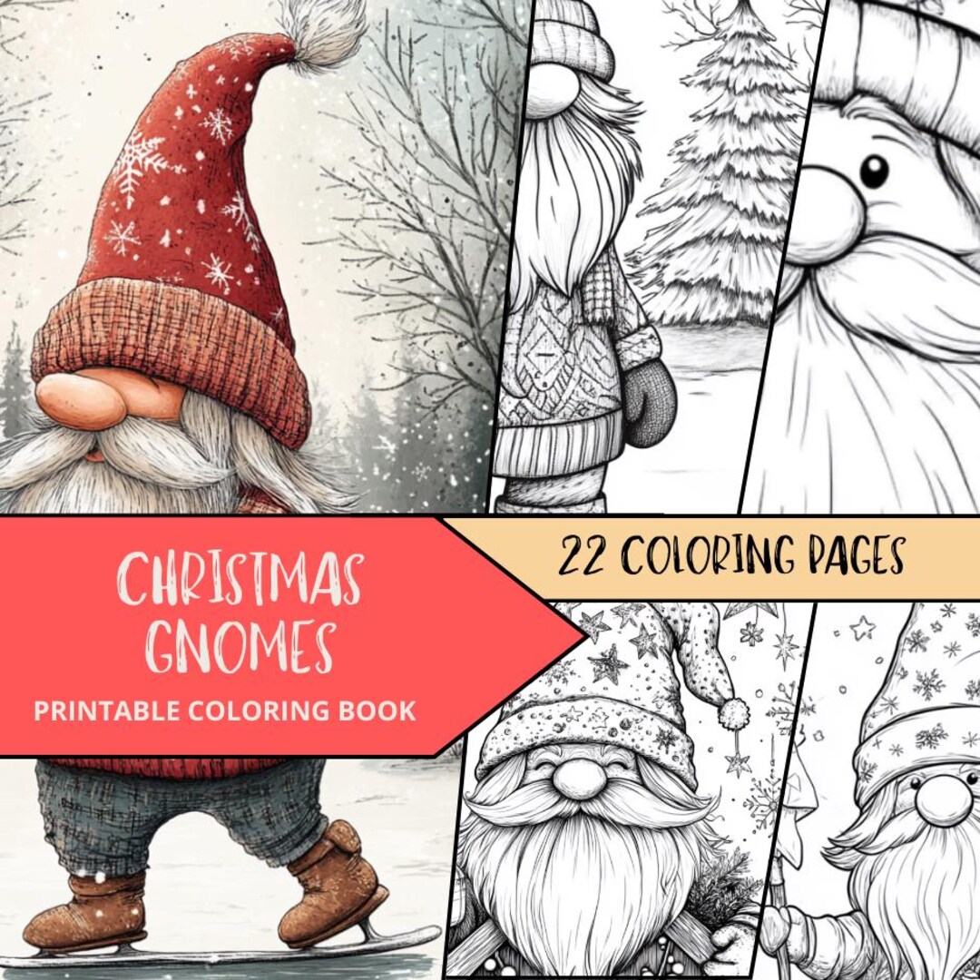 Christmas Coloring, Gnome Coloring, Xmas Coloring, Holiday Coloring ...