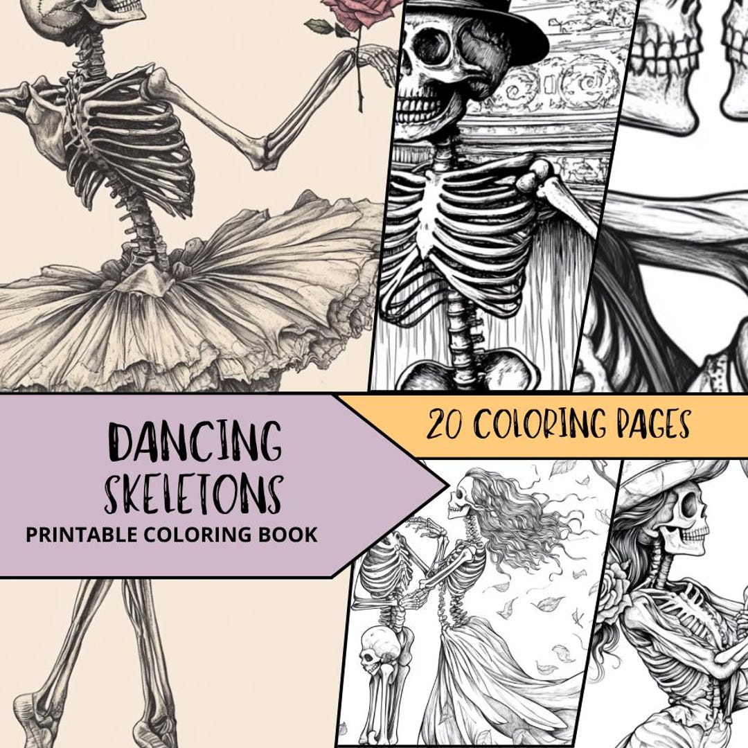 Skeleton Coloring Pages, Printable Instant Download, Coloring Pages for ...