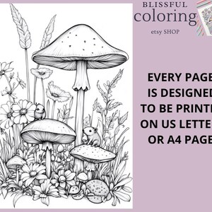 Fantasy Mushrooms Coloring Pages, Stress Relief Nature Coloring ...