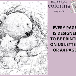 Polar Bears Coloring Page, Printable Digital Download, Bear Coloring ...