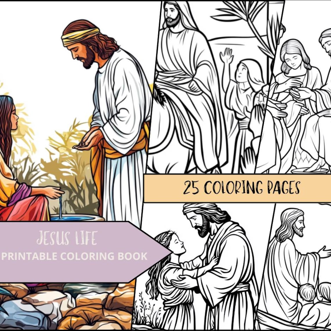 Jesus Coloring Page, Printable Jesus Coloring Book, Religious Christian ...