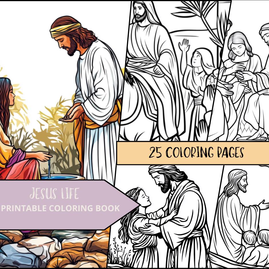 Jesus Coloring Page, Printable Jesus Coloring Book, Religious Christian ...