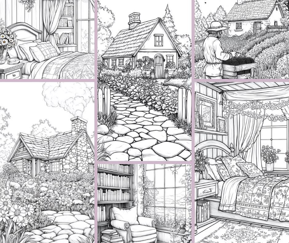 Rustic Coloring Pages, Printable Coloring Pages for Adult, Relaxing ...