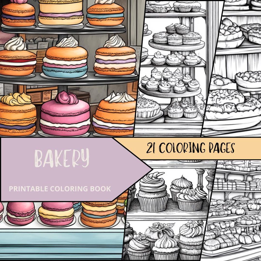 Bakery Coloring, Cake Decorating Coloring Food Coloring Pages Printable ...