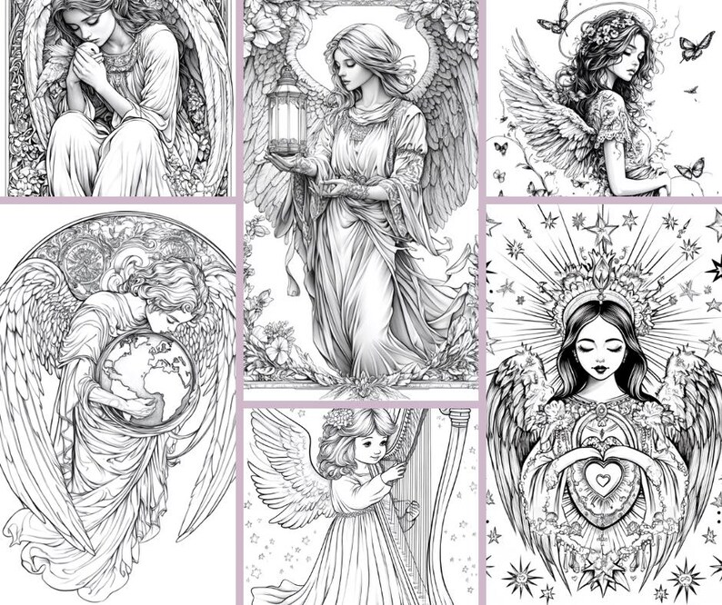 Angel Coloring Pages, Printable Coloring Book, Christian Coloring Book ...