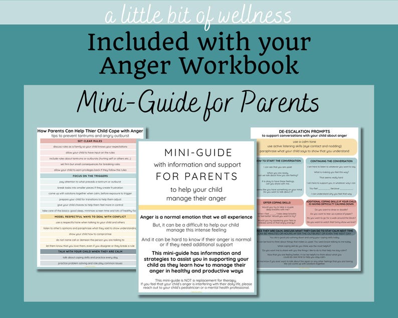 Anger Workbook for Kids. Additional Parent Guide. - Etsy