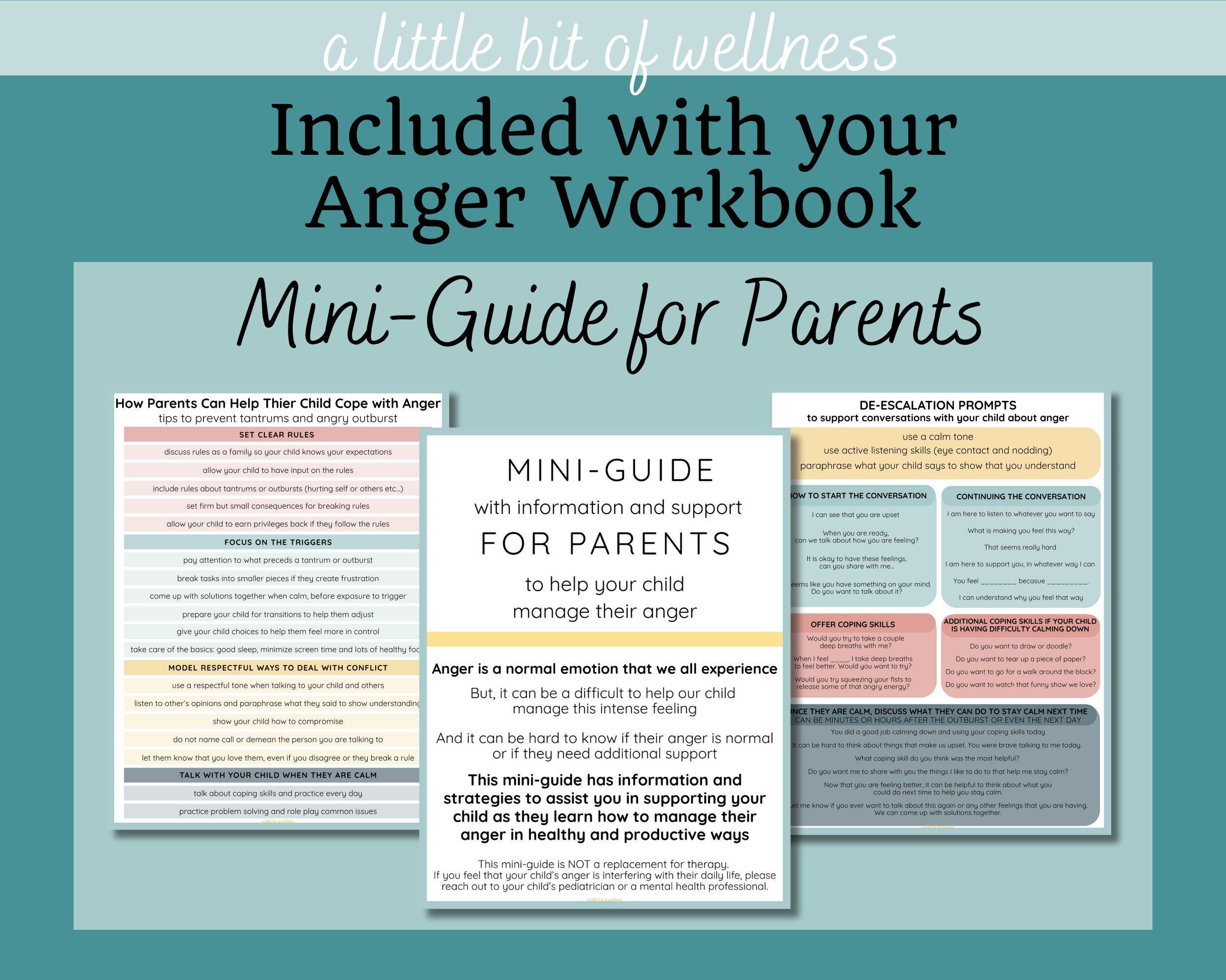 Anger Workbook for Kids. Additional Parent Guide. - Etsy