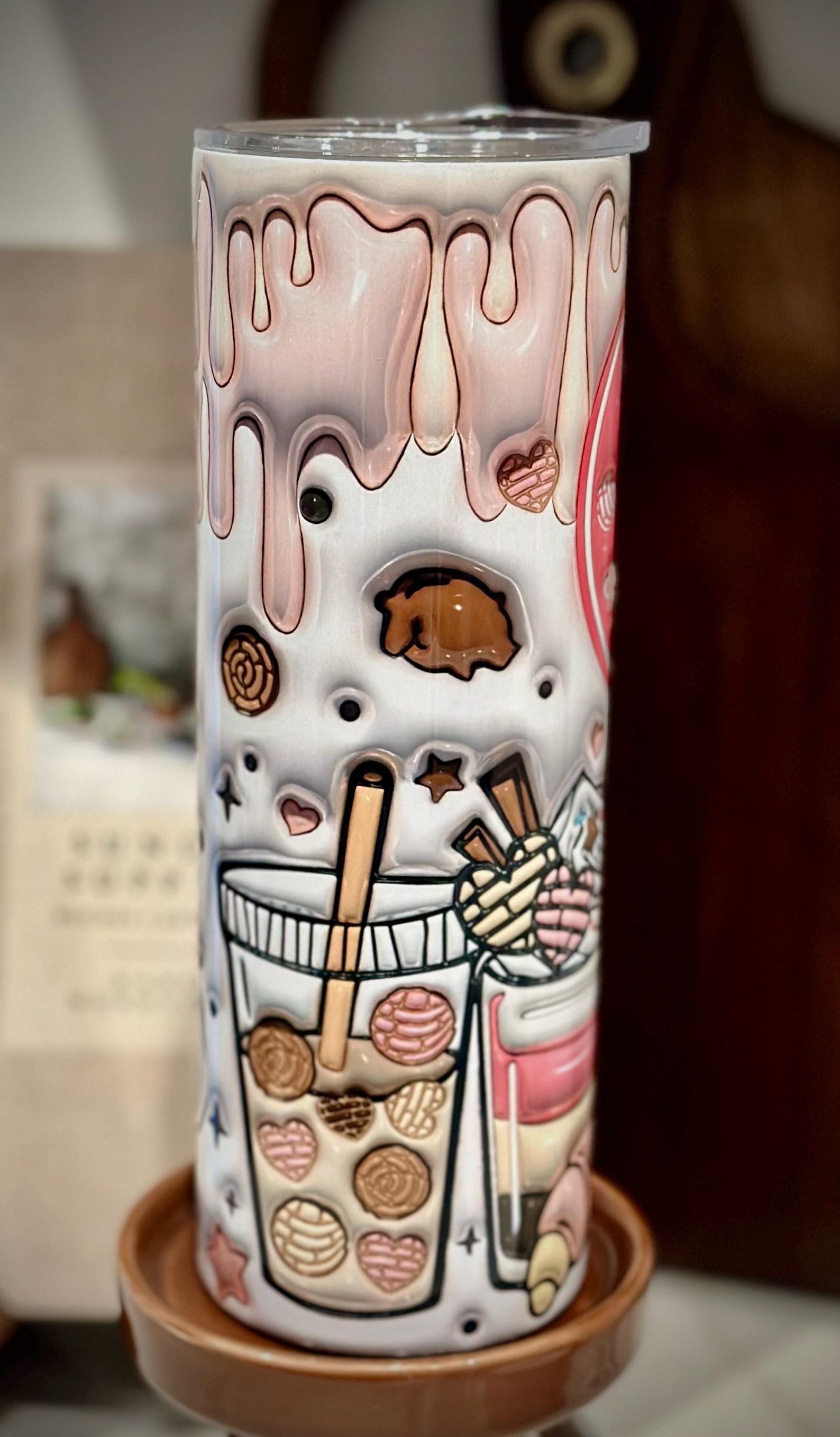 Coffee & Gossip Pink Aesthetic Tumbler | Cute Concha Latte Cup | Pastel ...