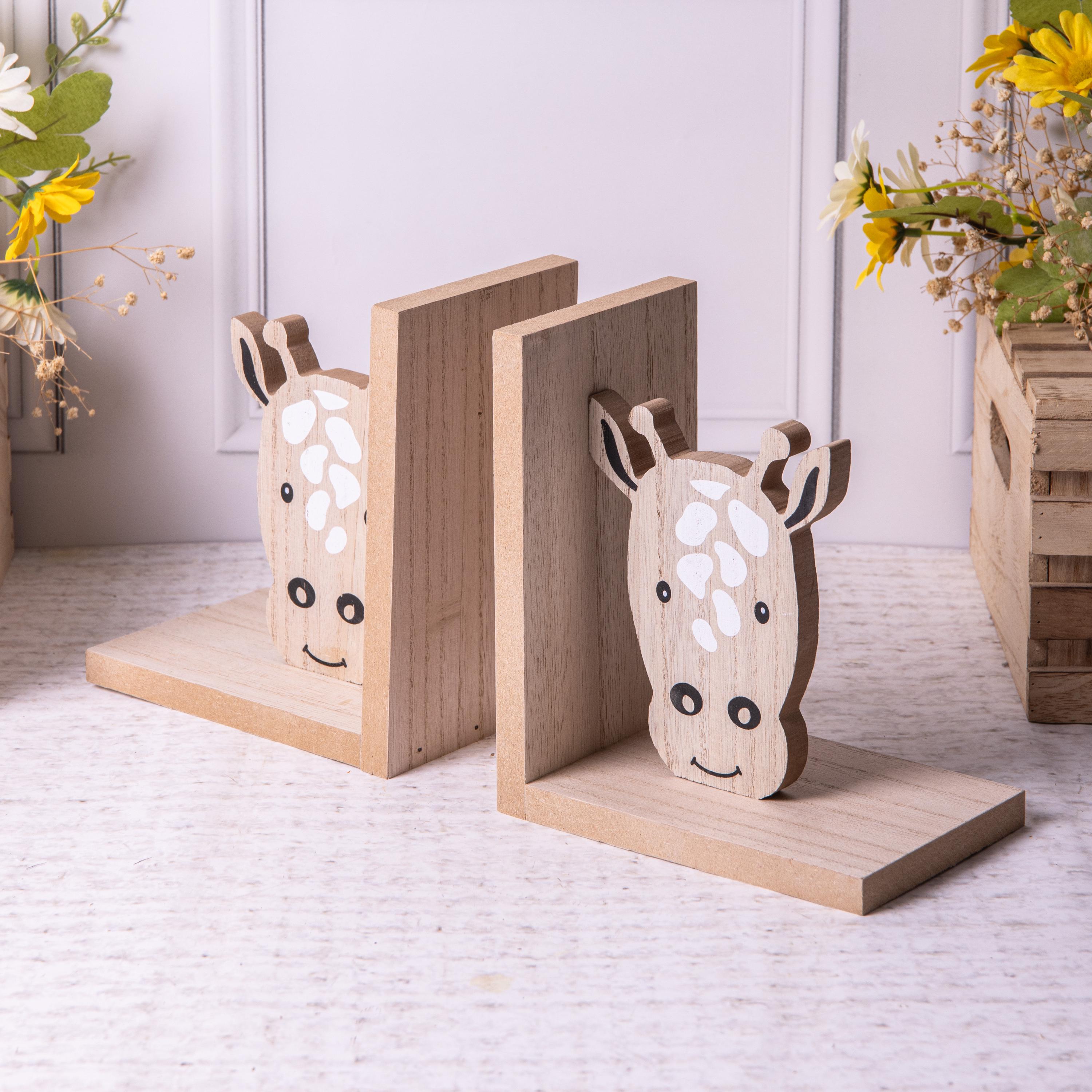 Giraffe Wooden Bookends Safari Jungle Baby Children's Animal Nursery ...