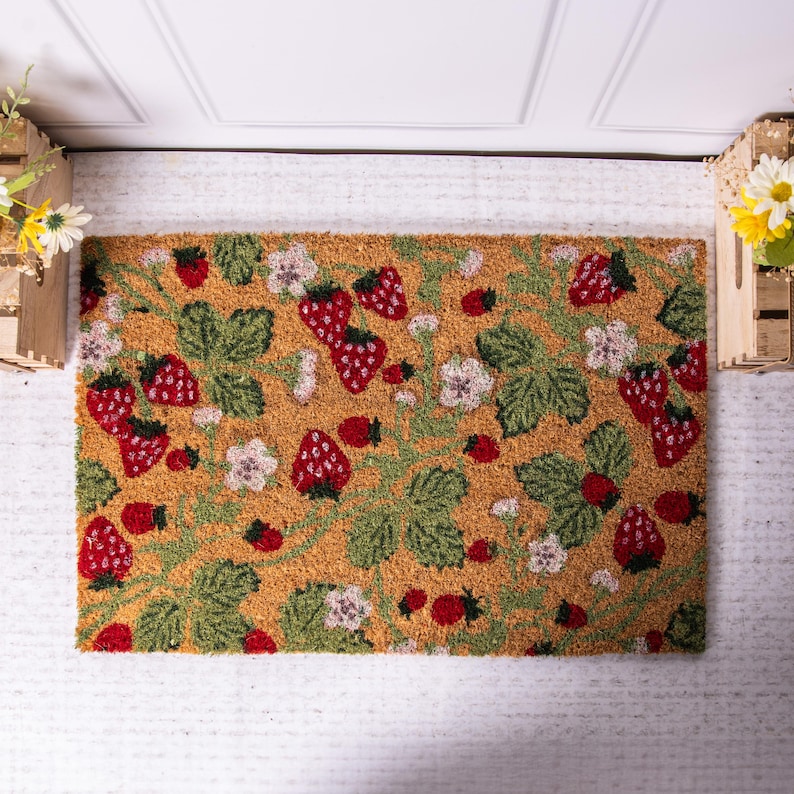 Strawberry Door Mat Decorative Coconut Coir Non Slip Doormat Indoor ...
