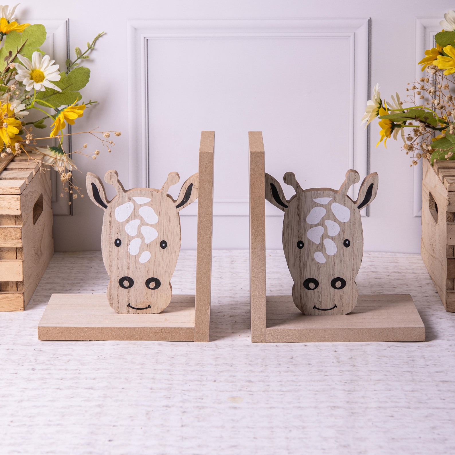 Giraffe Wooden Bookends Safari Jungle Baby Children's Animal Nursery ...