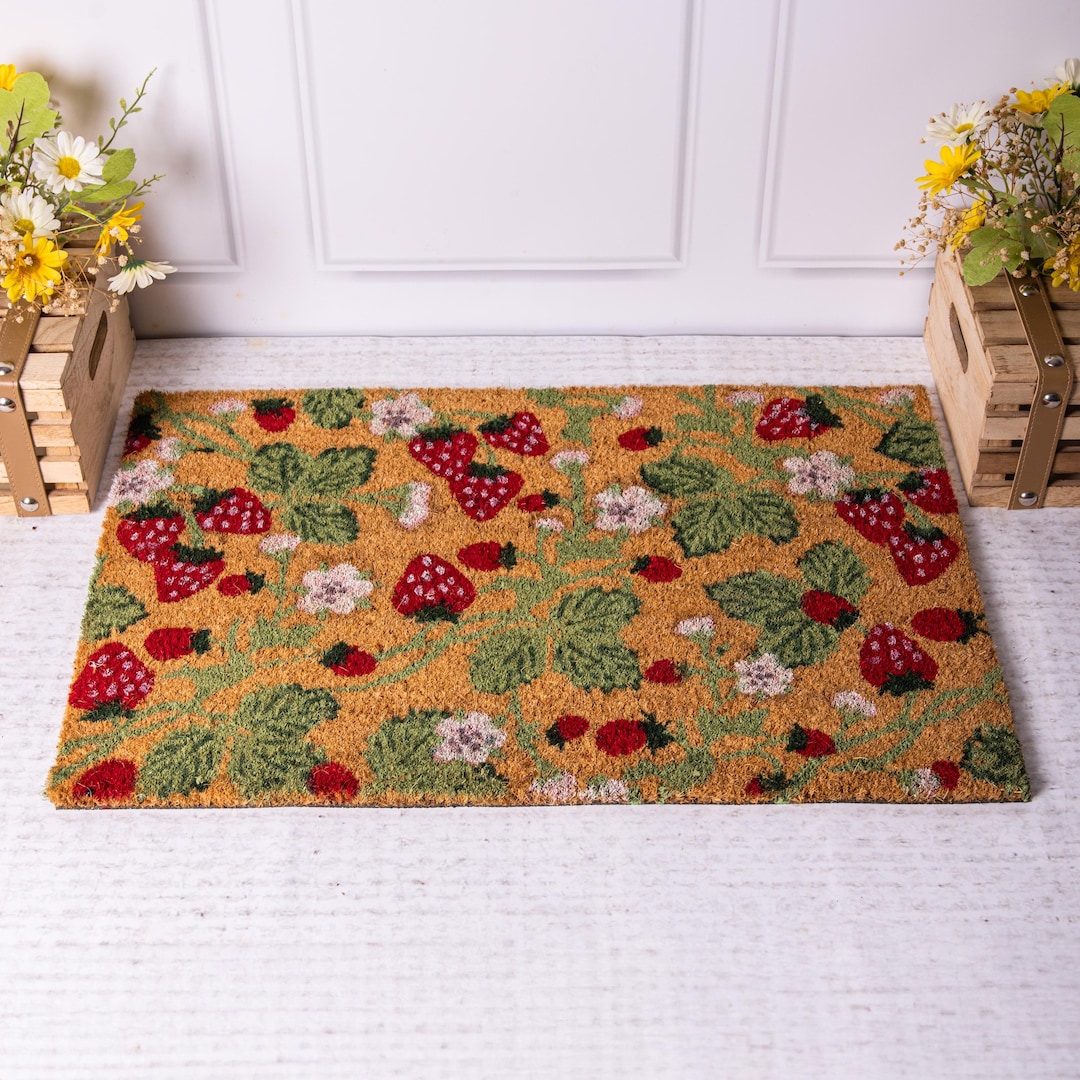 Strawberry Door Mat Decorative Coconut Coir Non Slip Doormat Indoor ...