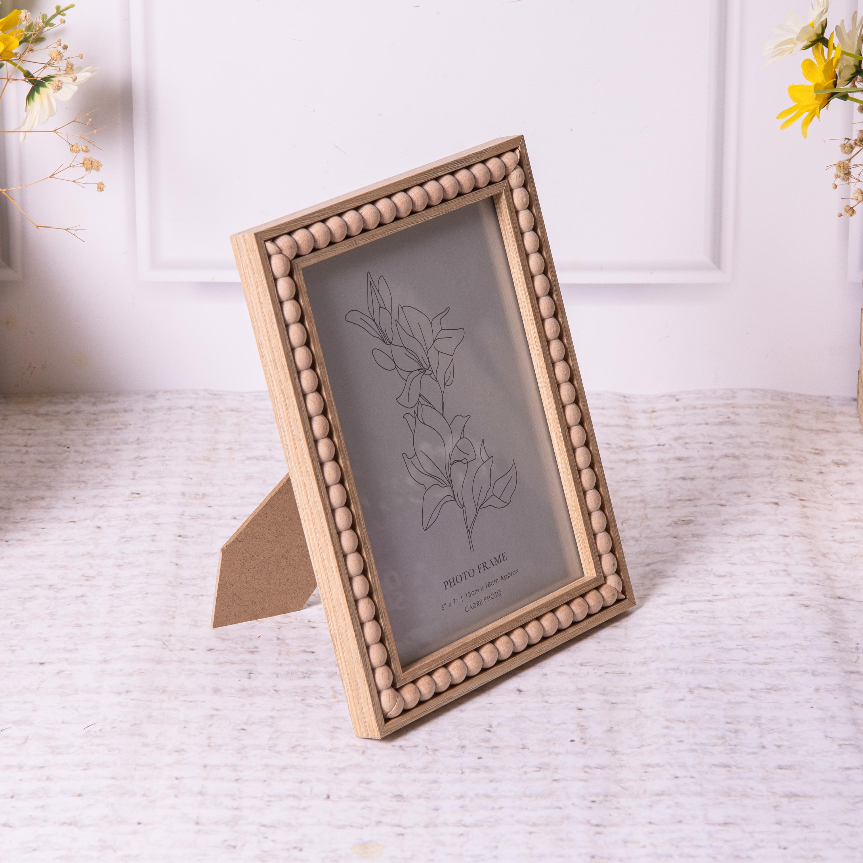 Natural Wood Frames Beaded Bobbin Photo Picture Freestanding / Wall ...