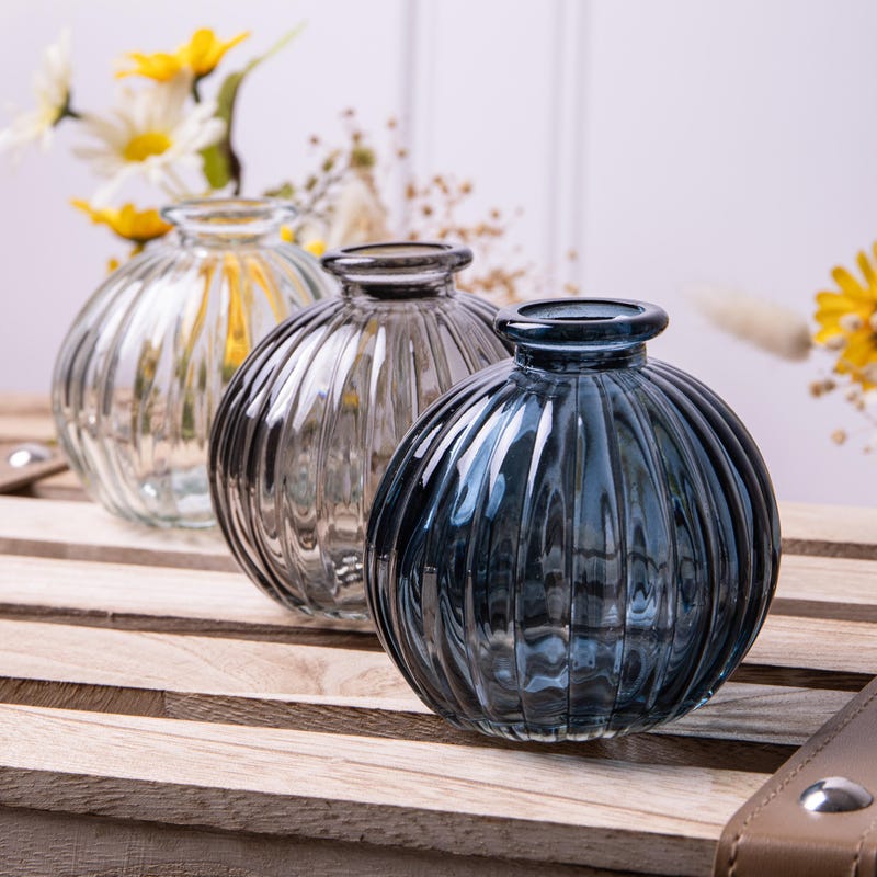 Clear Ribbed Vases - Etsy