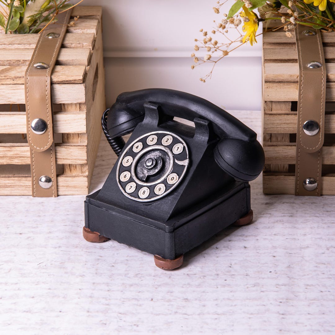 Vintage Black Telephone Money Box Desk Ornament Savings Box Mens Gift ...