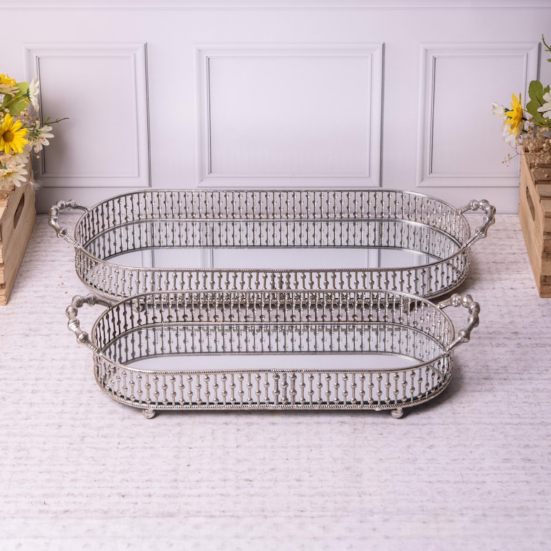 Silver Perfume Mirror Tray - Etsy