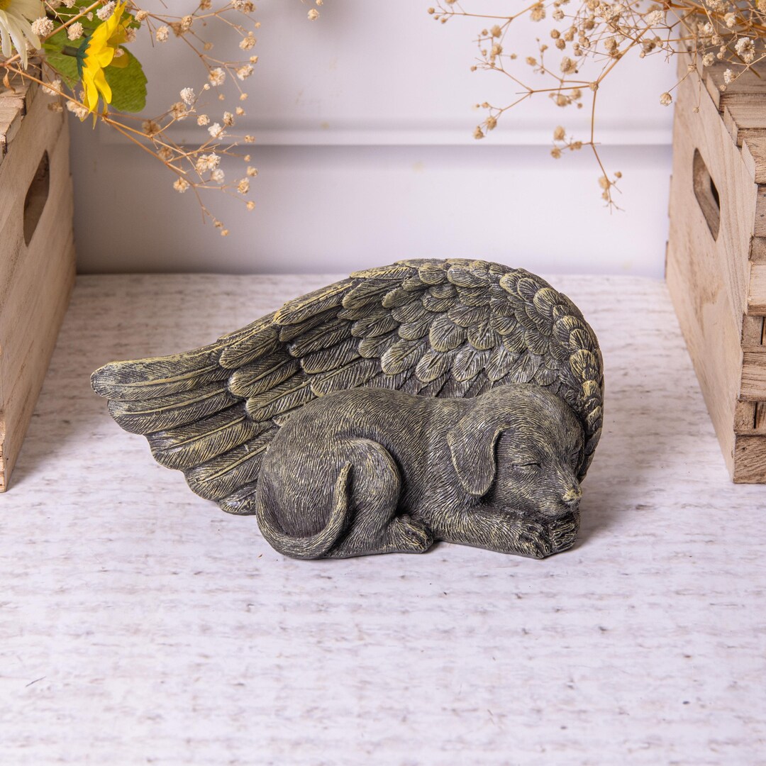 Dog Memorial Gravestone Angel Wing Statue Pet Garden Marker - Etsy