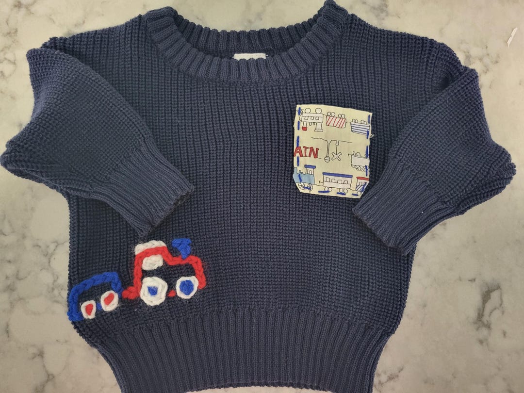 Infant/toddler Sweater With Train & Pocket - Etsy