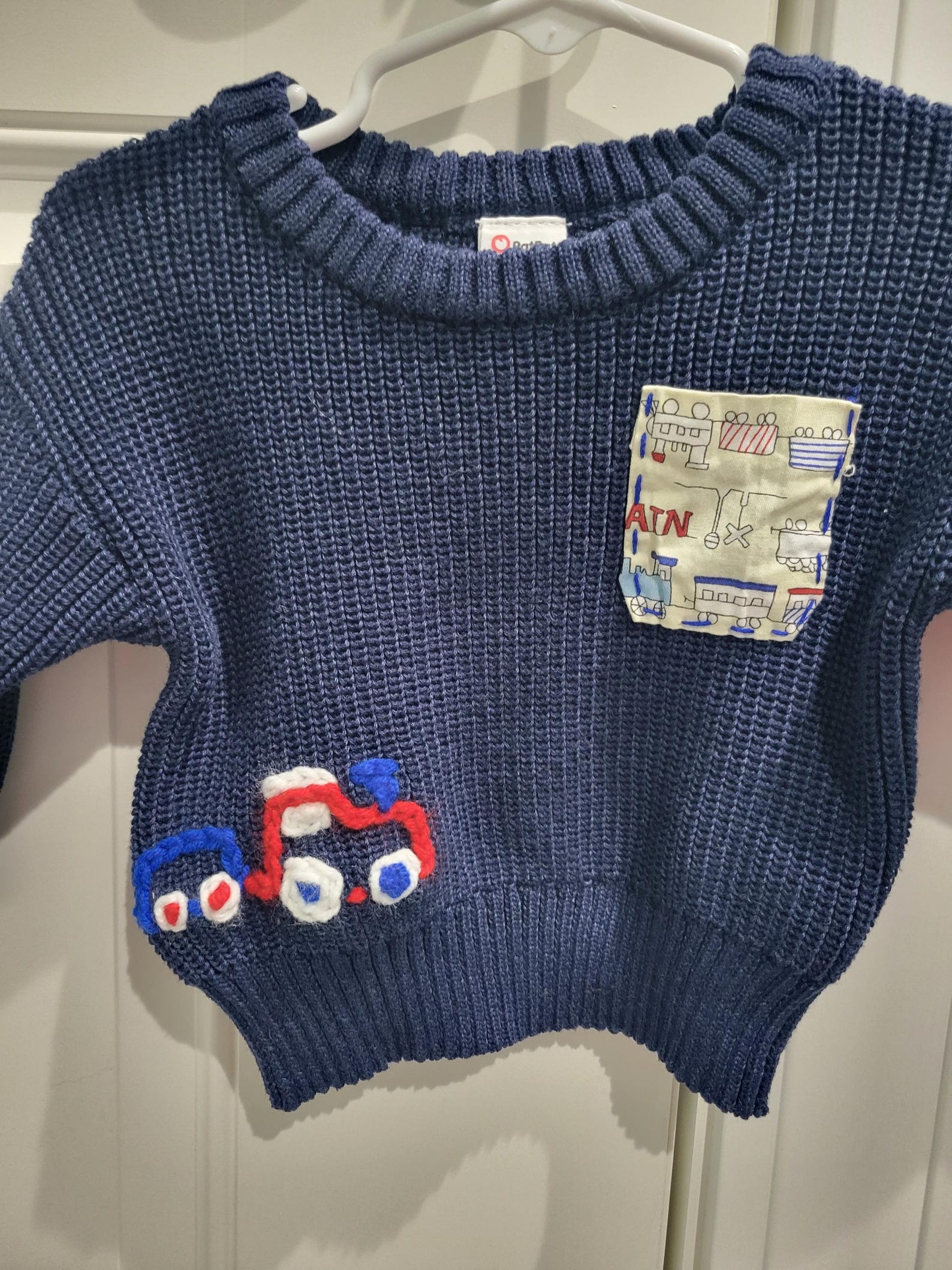 Infant/toddler Sweater With Train & Pocket - Etsy
