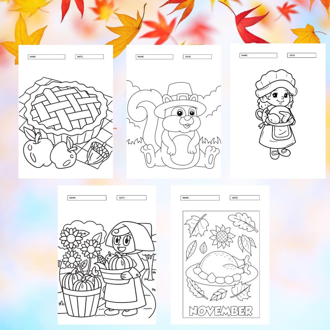 Thanksgiving Coloring Pages, Instant Download, Classroom Activity ...