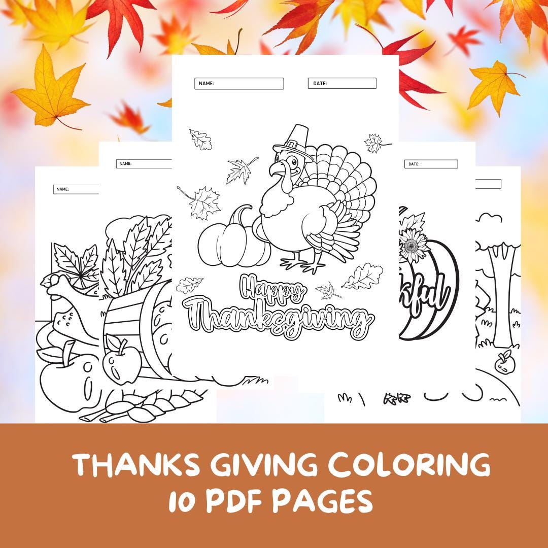 Thanksgiving Coloring Pages, Instant Download, Classroom Activity ...