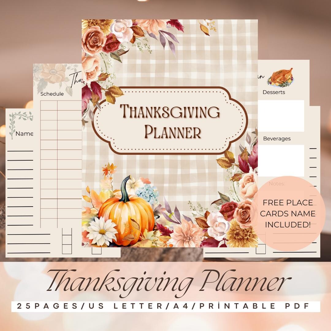 Thanksgiving Dinner Instant Download, Printable Thanksgiving Planner ...
