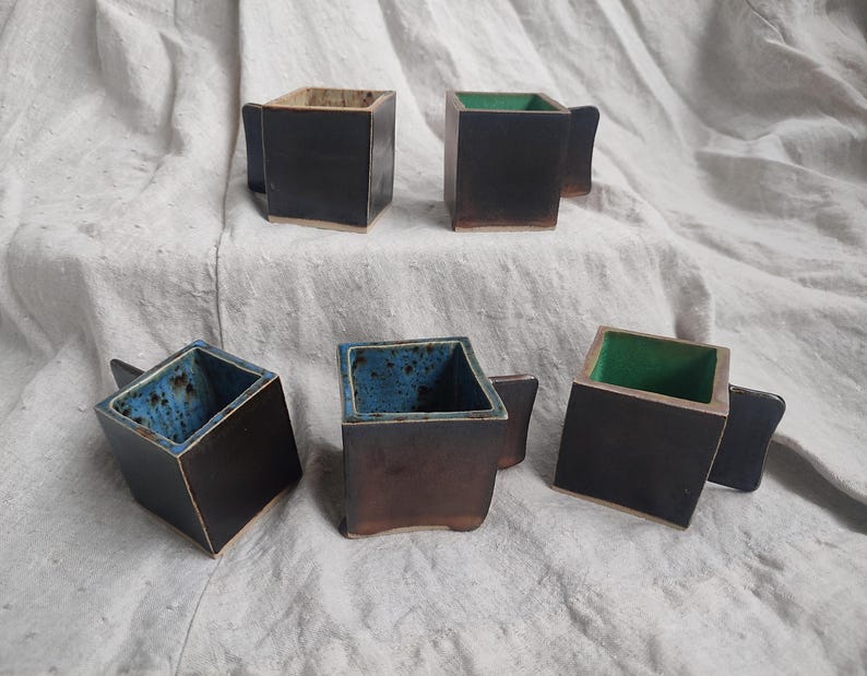 Square Ceramic Espresso Cup A Slab-built Ceramic Cup - Etsy