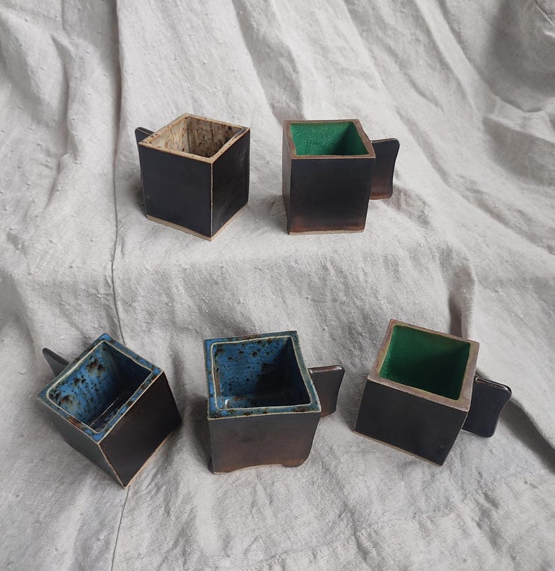 Square Ceramic Espresso Cup A Slab-built Ceramic Cup - Etsy