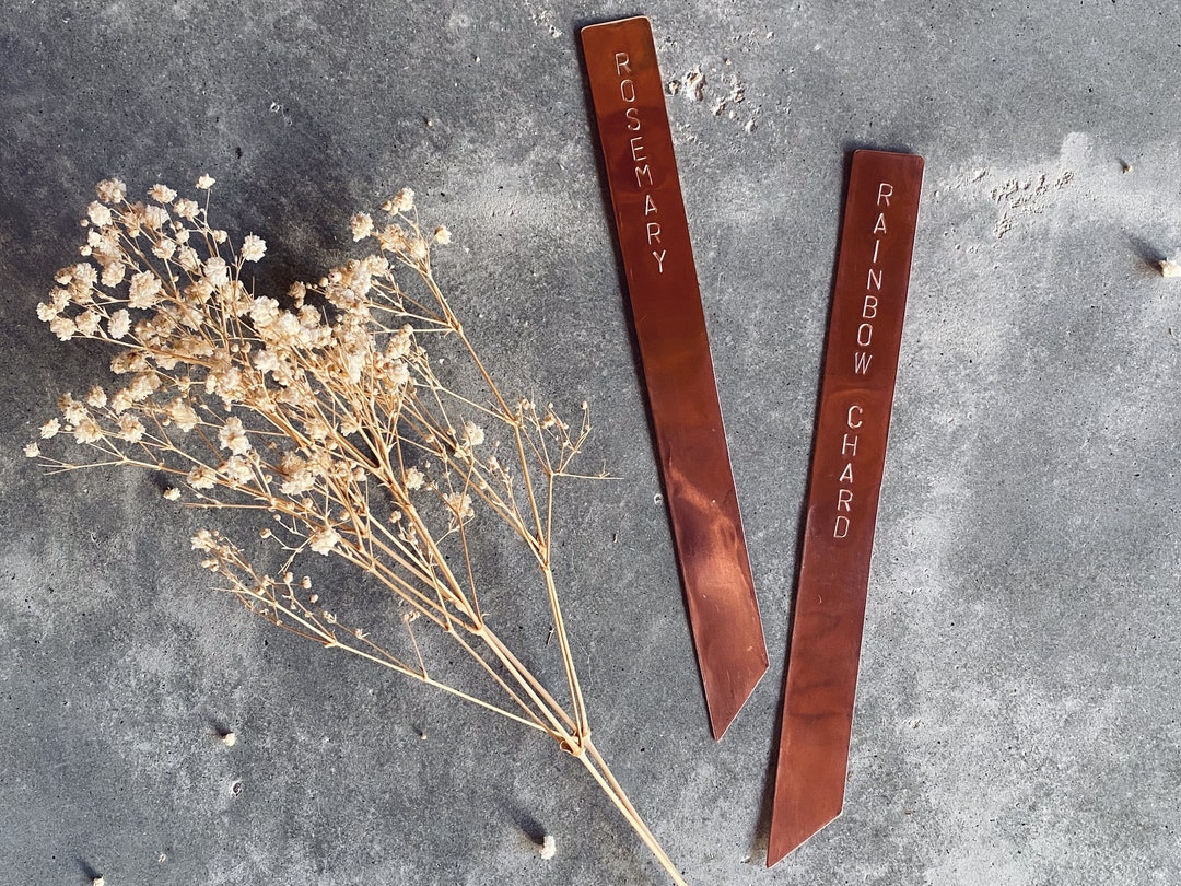Copper Plant Markers – Handmade and Stamped Garden Labels - Etsy