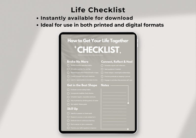 Checklist for Your Life - Etsy