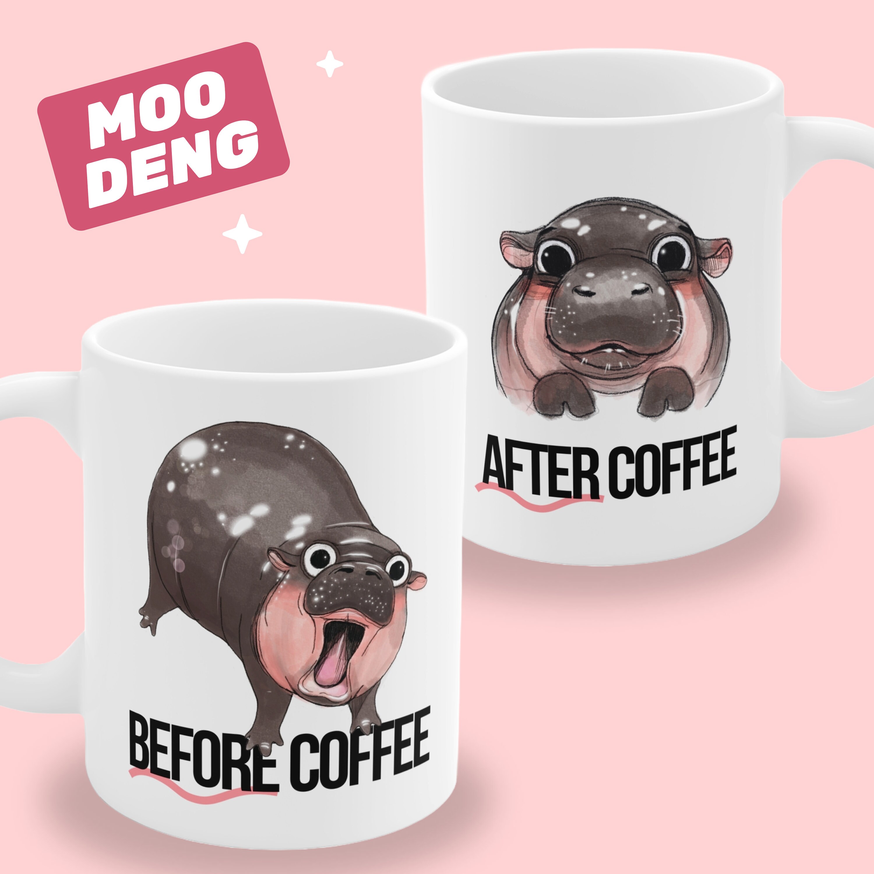 Moo Deng Mug Baby Hippo Cute Coffee Cup Moo Deng Fan Gift for Coffee ...