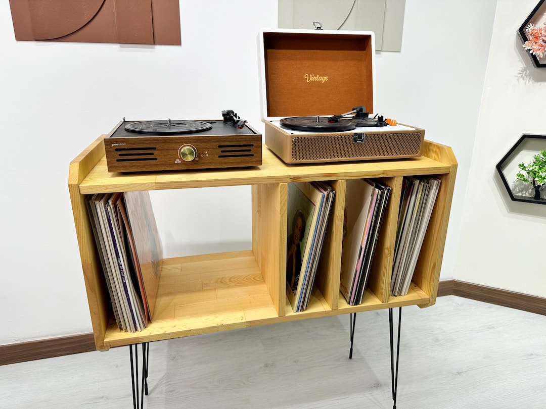 Large Record Player Stand, Vinyl Console, Vinyl End Table, Record ...