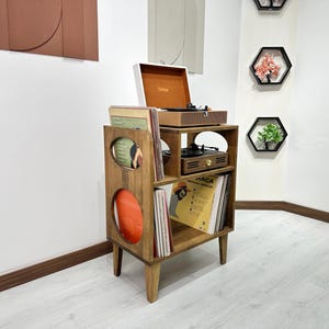 Record Player Stand, Vinyl Console, Vinyl End Table, Record Cabinet - Etsy